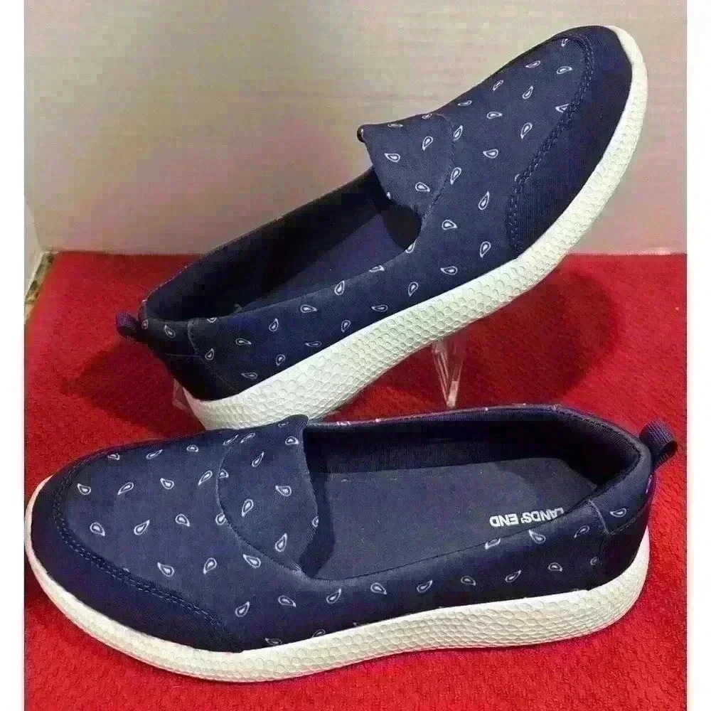 Lands' End Womens Gata Blue Comfort Slip On Shoes Siz… - Gem